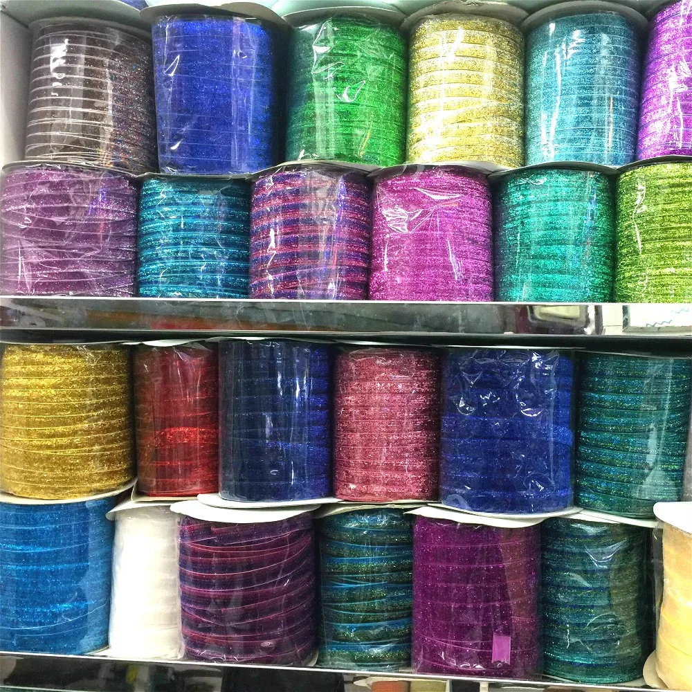 50Y-ROLLS-3-8inch-9-10MMSparkle-Elastic-Glitter-ribbon-metallic-Velvet ...