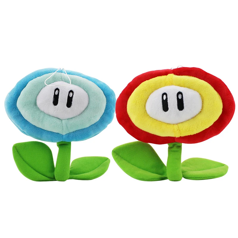 Super Mario Plush Fire Flower Ice Flower Red Blue Blossom Stuffed Toys ...