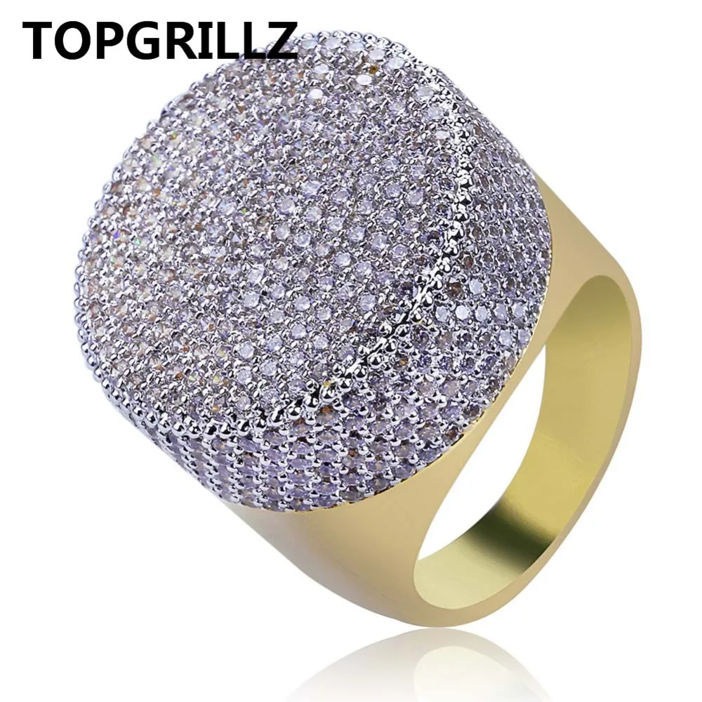 Topgrillz Hip Hop Iced Out Bling Ring Gold Color Micro Pave Cubic ...