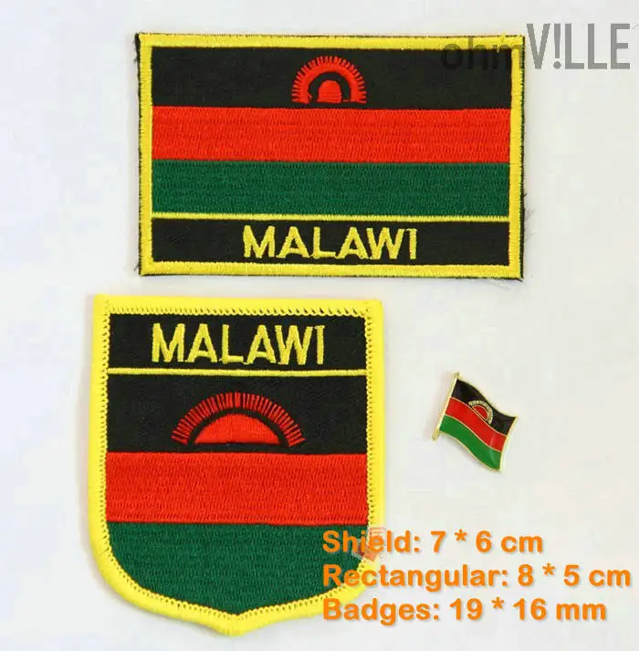 Malawi Flag Patch Iron On Patches 100% Quality Guarantee Flag Embroidered Patches + Free ...