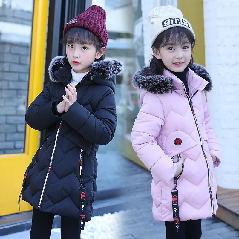 Girls Winter Coat 2017 Children Padded Cotton Jacket Girl Long Section ...