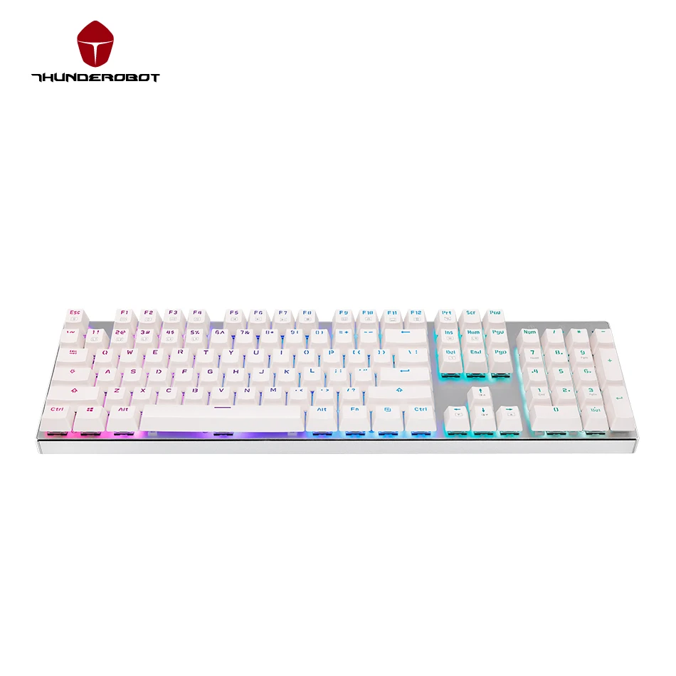 ThundeRobot White K75 PBT Mechanical Keyboard Brown Switch 104 Keys RGB ...
