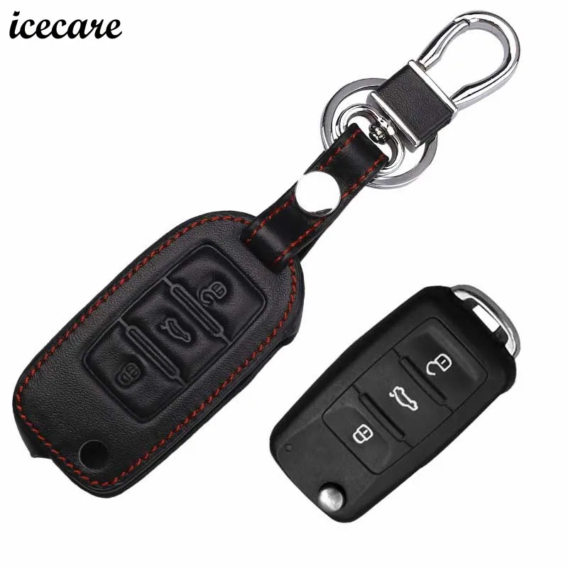 Icecare Genuine Leather Key Case For Volkswagen Vw Polo B5 B6 Golf 4 5 ...