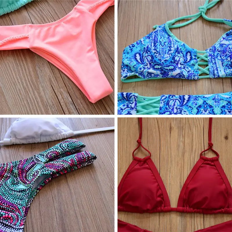 Sexy Women Halter Top Bikini Set Swimsuit Brazilian Bikini Push Up ...