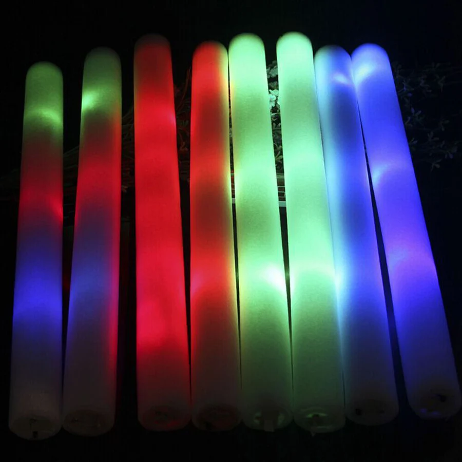 20 pcs/lot LED Foam Stick Colorful Flashing Batons 48cm Red Green Blue ...