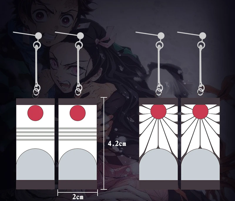 Anime Demon Slayer Earrings - Kimetsu no Yaiba Kamado Tanjirou Alloy ...