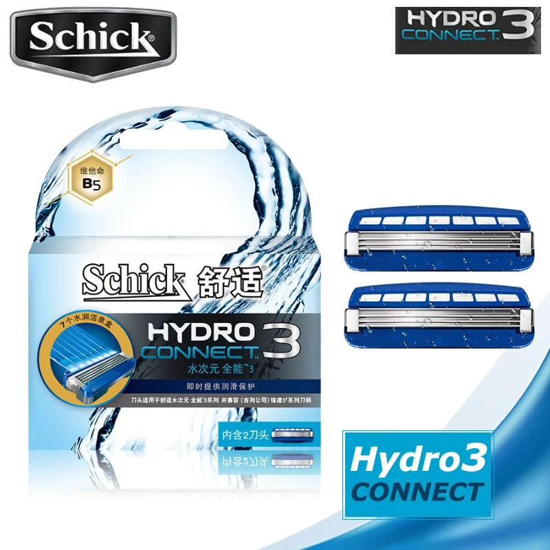 2 Blades/Pack Original Schick Hydro 3 CONNECT Razor Blade Men Razor ...