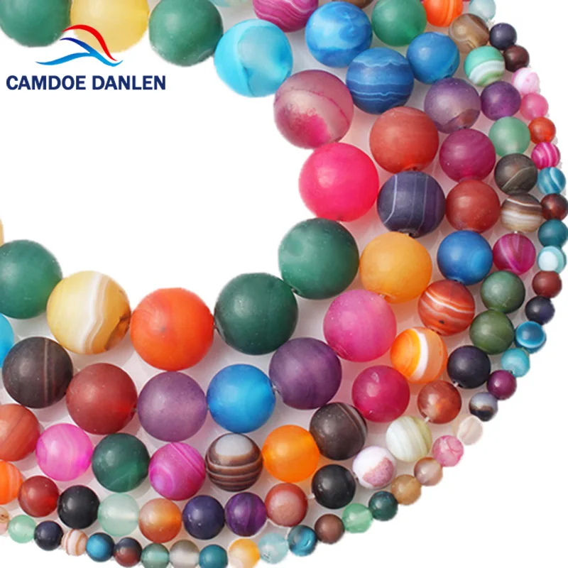 Camdoe Danlen Natural Gem Stone Beads Frost Mix Lace Agates 4 6 8 10 ...