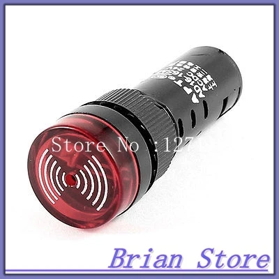 AD16 16SM 16mm Red LED Indicator Flashlight Fault Signal Flash Buzzer ...