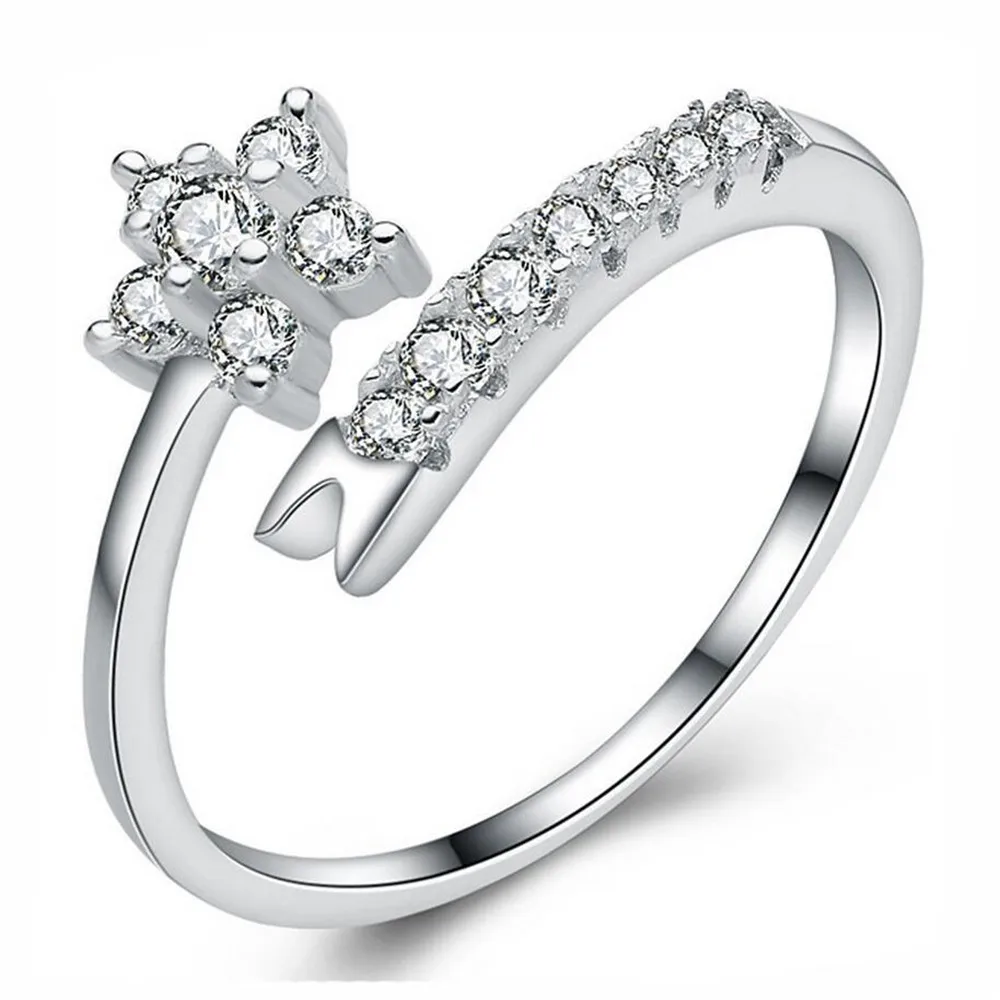 100% Sterling Silver Rings for Women Fashion Snow Tail Rings Silver ...