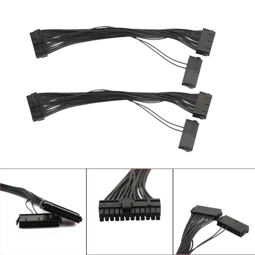 mosunx 2X 24Pin 20+4 Dual PSU ATX Power Supply Motherboard Adapter ...