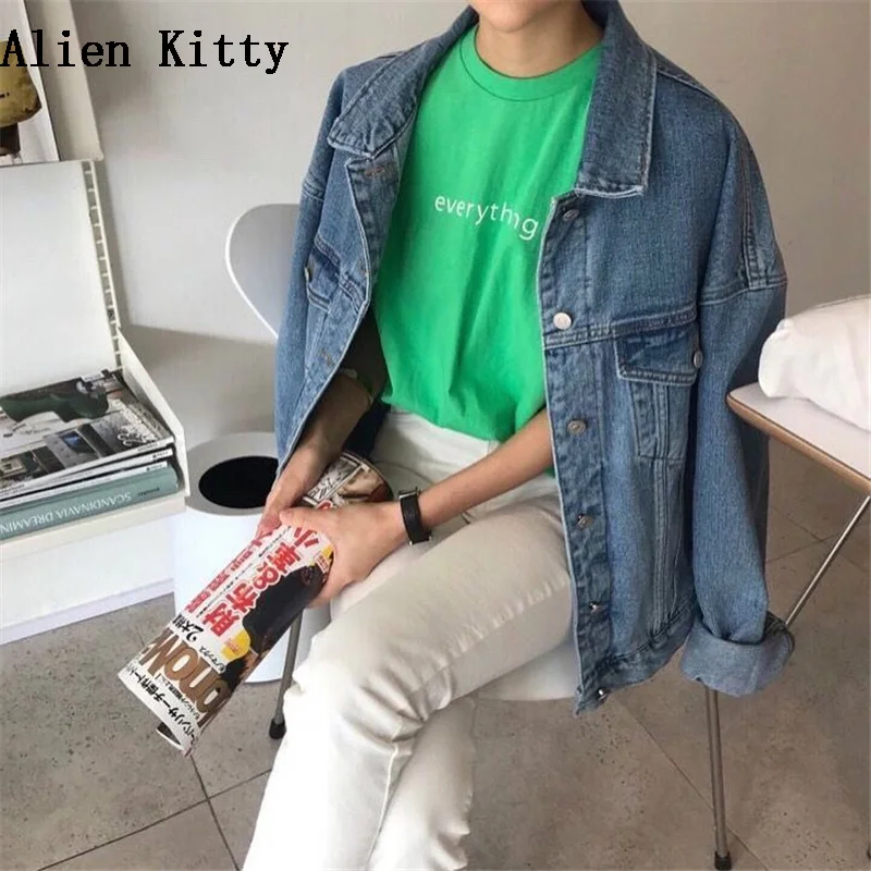 Alien Kitty New Autumn Full Sleeve Denim Jacket Women Lapel Denim 2018 ...