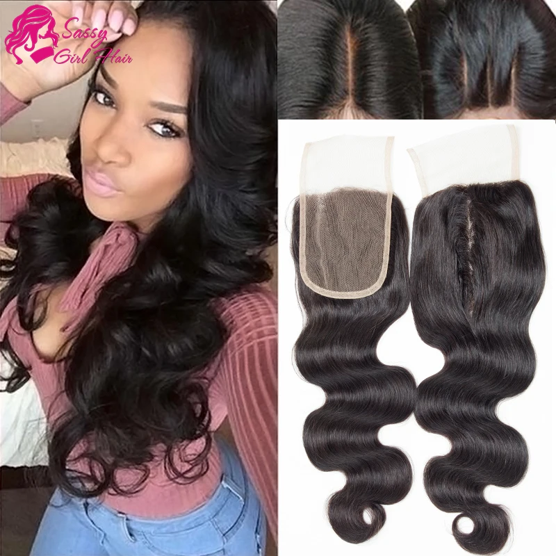 Virgin Brazilian Body Wave Closure With Baby Hair 4*4 Front Lace ...