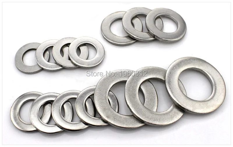 100Pcs/lot DIN125 ISO7089 M1.6 M2 M2.5 M3 M3.5 M4 M5 M6 M8 304 Stainless Steel Flat Washer Plain ...