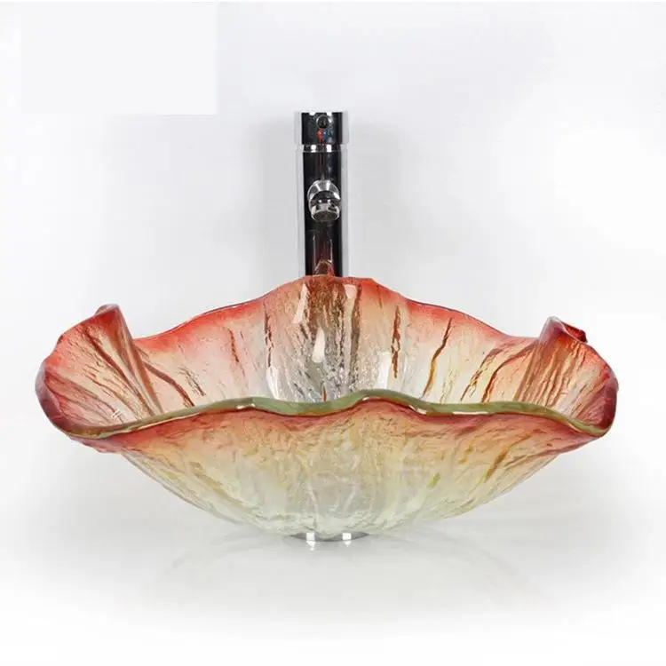 Tempered New Bathroom Glass Washbasin Creative Crystal Glazed Art Basin ...