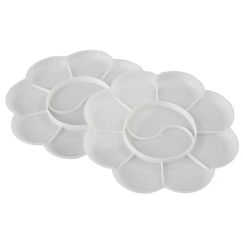 free shipping 10 PCS White Plastic Flower Shape Watercolor Paint Plate ...