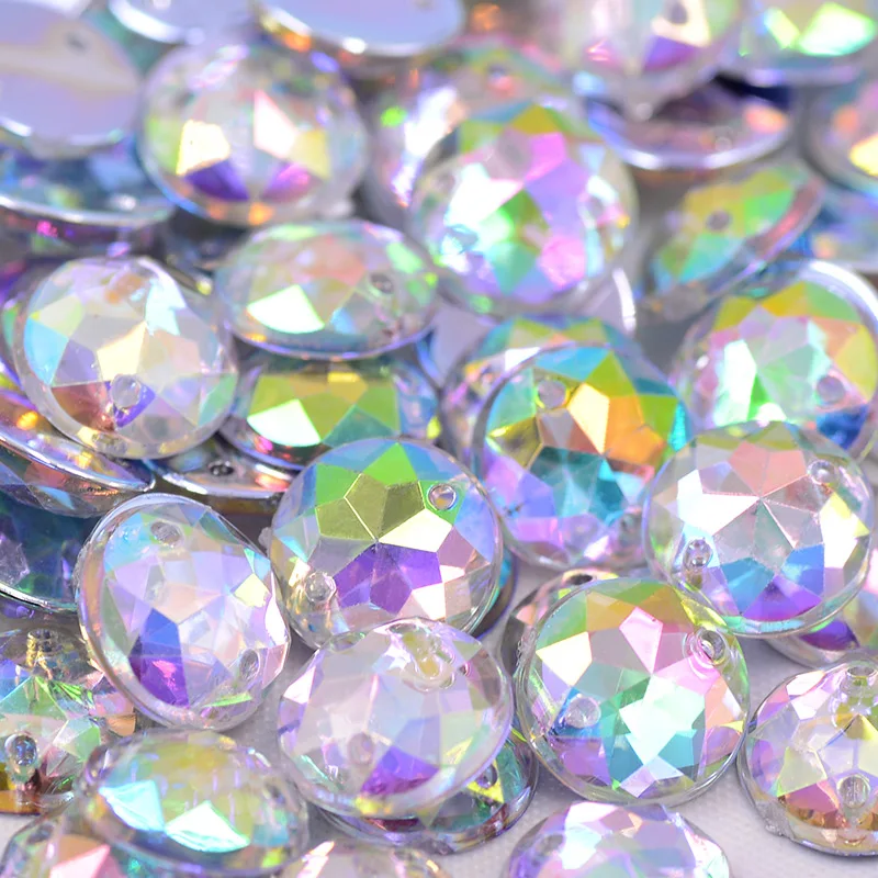 500pcs 10mm Crystal AB Rhinestones Sew On Acrylic Flat Back Round ...