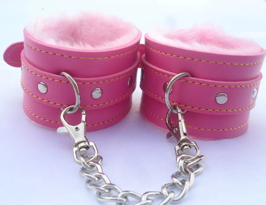 1pair Comfy Sexy Toy Plush Handcuffs Pu Leather Handcuffs For Sex Bondage Toys Adult Sex