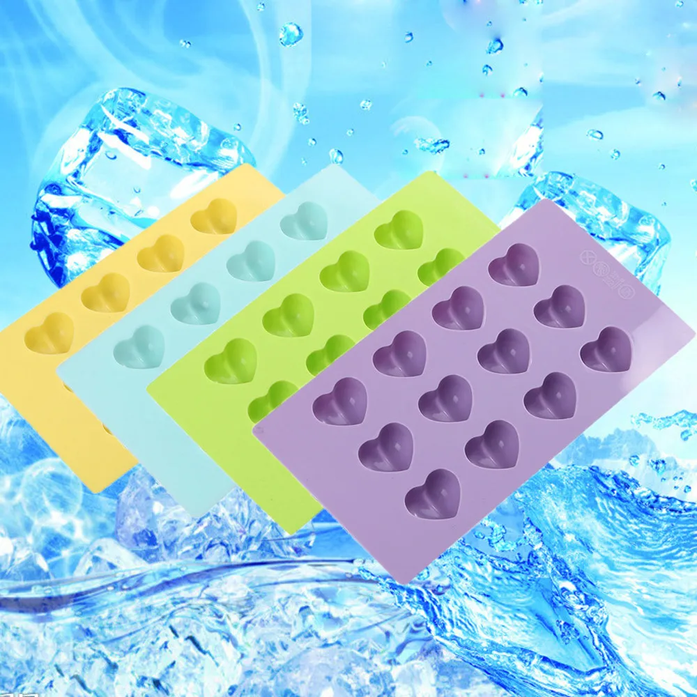 Ice cube storage box silicone Non Stick Heart shape Ice Chocolate Jelly ...