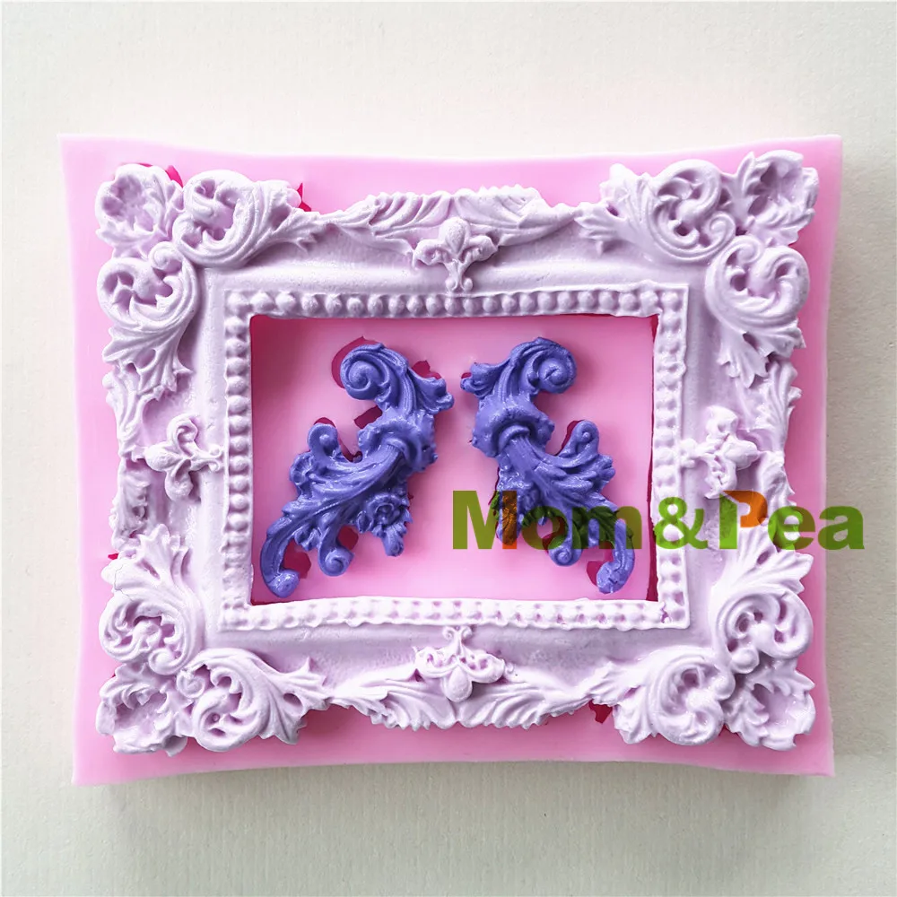Mom&Pea 0996 Free Shipping Rectangle Shaped Frame Silicone Mold Cake ...
