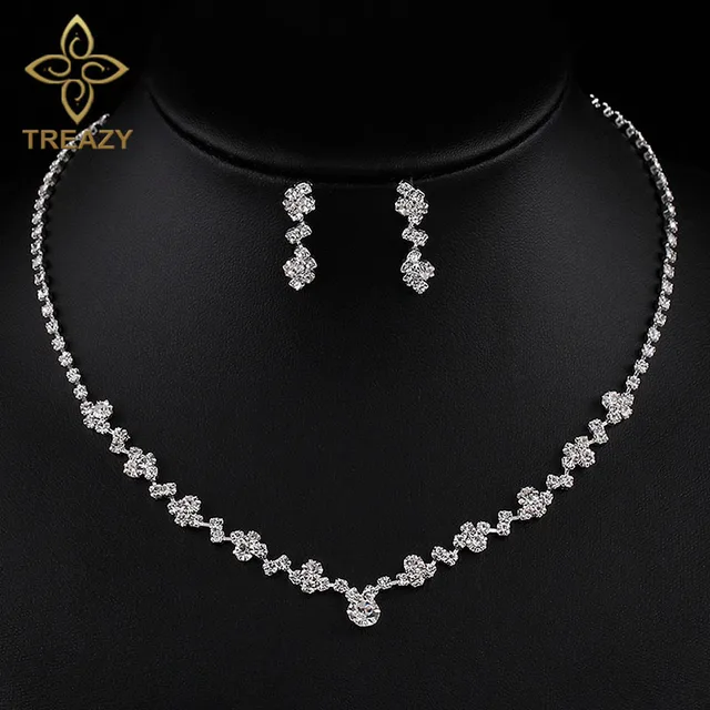 Aliexpress.com : Buy TREAZY Simple Geometric Crystal Bridal Jewelry Set ...