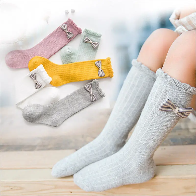 Toddler Kid Girl Classic Solid Cute Tights School Knee high Stockings ...