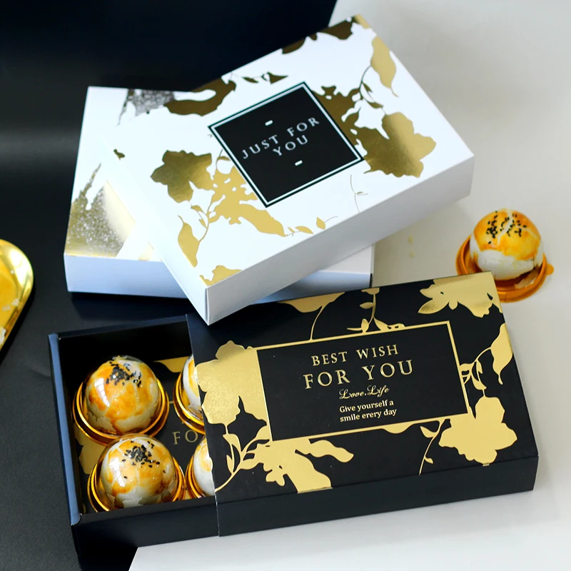 "Just For you" Golden Leaves Gift Paper Box Packaging Slide Open ...