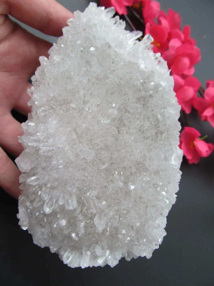 C12 Natural White Quartz Flowers Crystal Clusters Decoration Resistant ...
