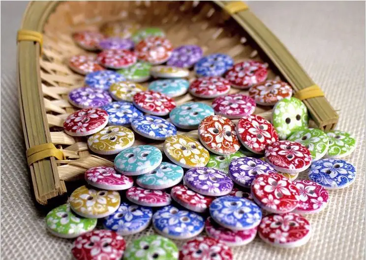 1000PCs Children multicolor wooden round Buttons DIY making For ...