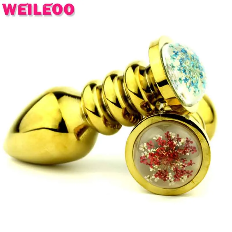Flower Jewel High Quality Metal Prostate Massager Threaded Anal Plug
