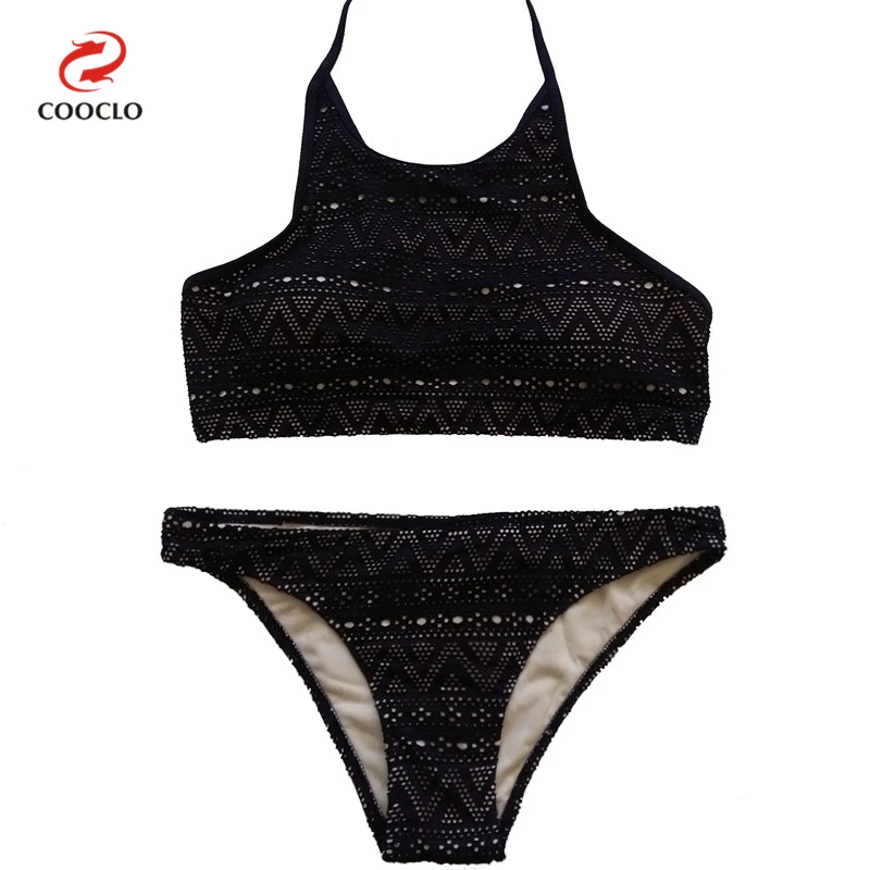 Cooclo High Neck Swimwear Female 2019 Summer Women Sexy Bikini Set Lace