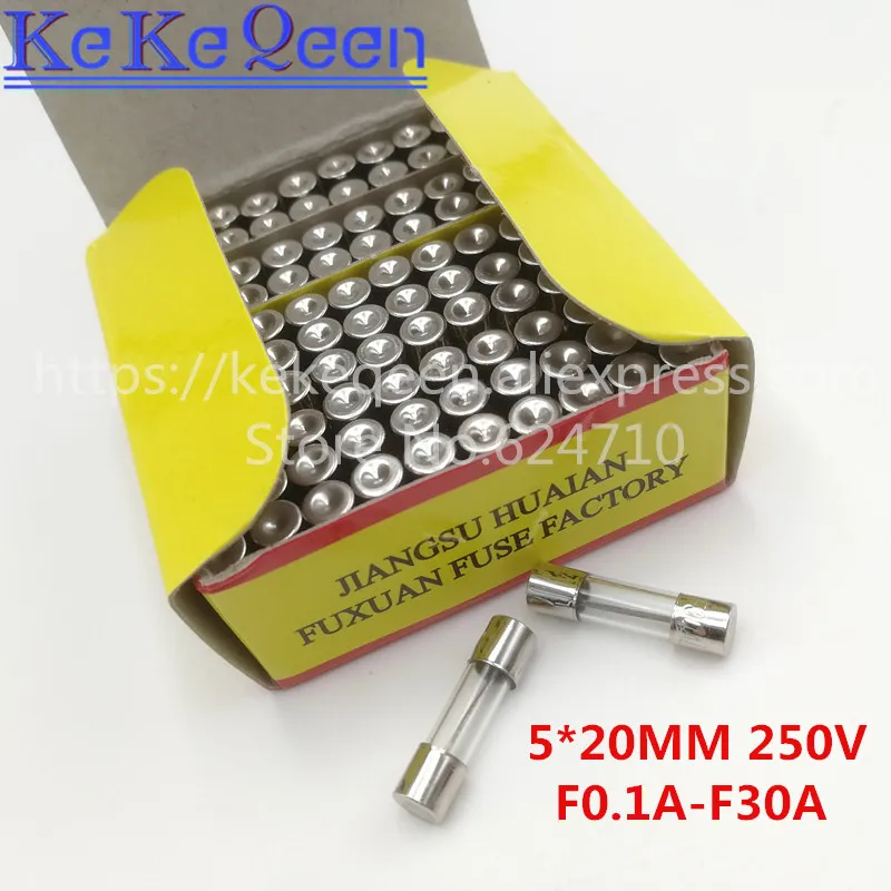 100pcs 5*20mm Fast Glass Fuse 250V 5*20 F 0.2A/0.25A/0.3A/0.5A/1A/2A/3A ...