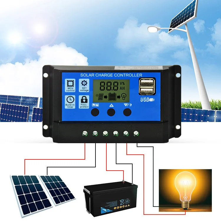 PWM 12V 24V 30A Solar Panels Battery Charge Controller With LCD Display ...