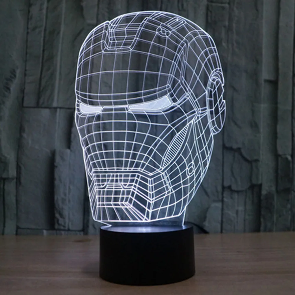 Novelty 3D Decor Bulbing Night Light Iron Man Model Mask Toy Gadget LED ...
