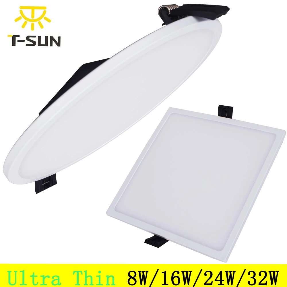 T SUNRISE Ultra Thin LED Panel Downlight 8W 16W 24W 32W Round/Square ...