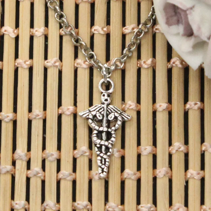 new fashion caduceus medical symbol md Pendants round cross chain short ...