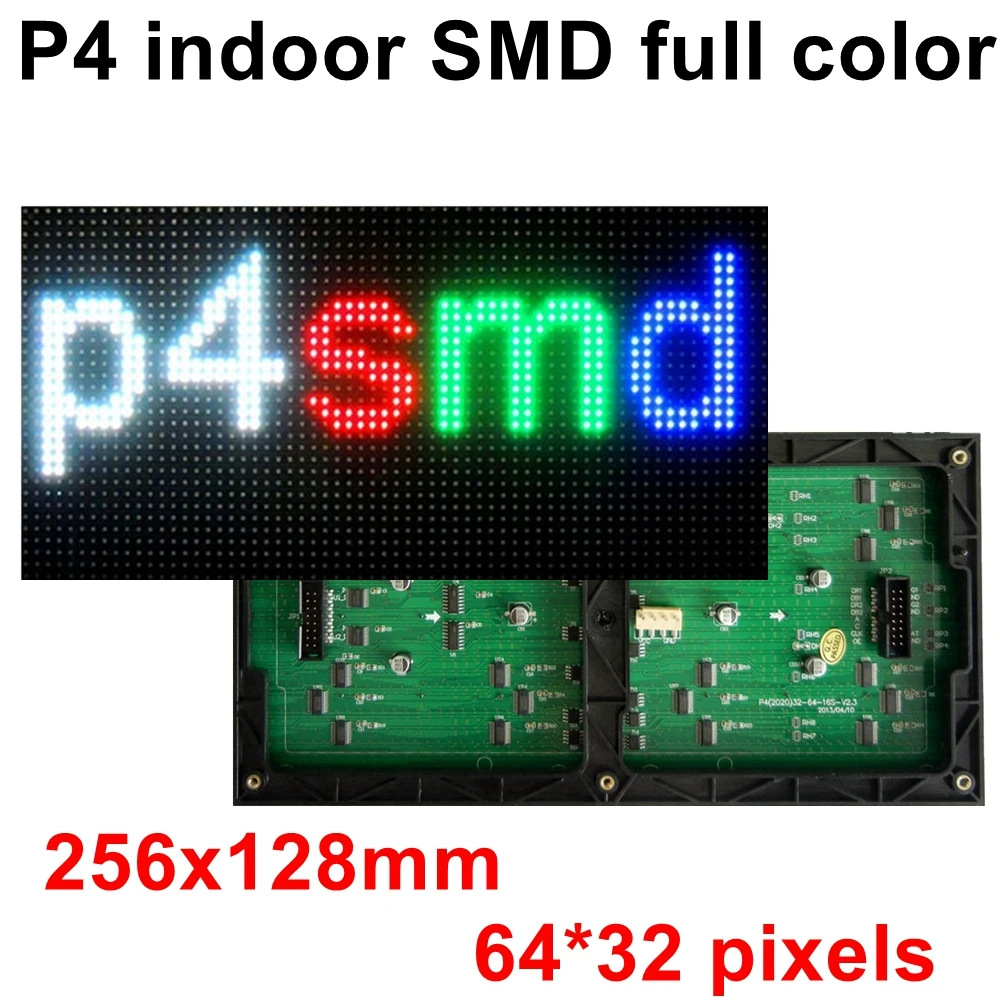 P4 SMD RGB full color 1/16 scan 256*128mm 64*32 pixel Indoor LED panel ...