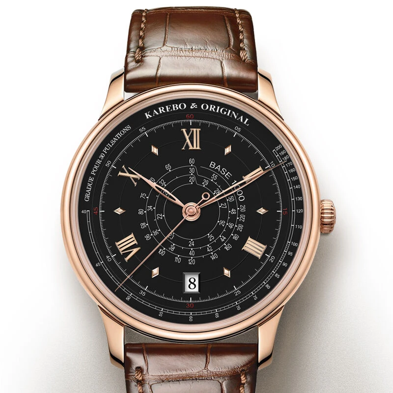 KAREBO Men LOGARITHM SCALE SPEED & HEART RATE Dial Mechanical watch ...