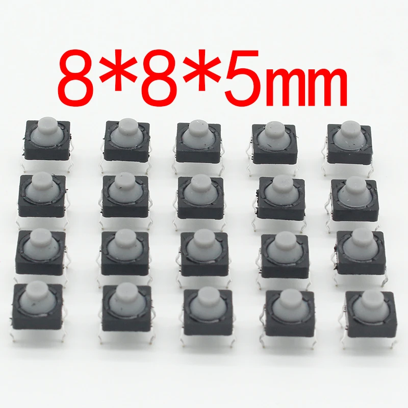 20pcs/lot 8x8x5mm 4pin G77 Conductive Silicone Soundless Tactile Tact Push Button Micro Switch ...
