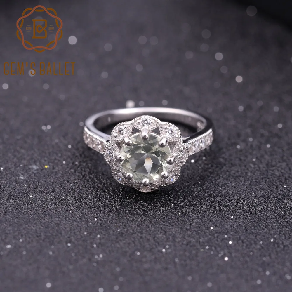 GEM'S BALLET 2.04Ct натуральное зеленое Помолвочное кольцо с аметистом кольцо для женщин из ...