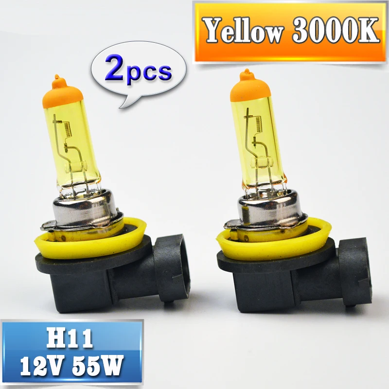 flytop H11 Yellow Halogen Bulb 12V 55W 2 Pieces PGJ19 2 3000K Auto Lamp ...