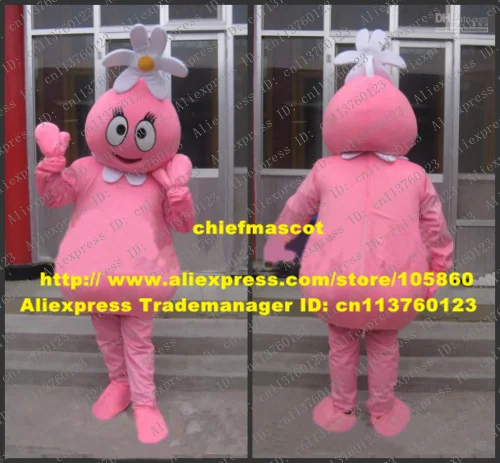 Lively Pink Yo Gabba Gabba Foofa Mascot Costume Mascotte With Smiling ...