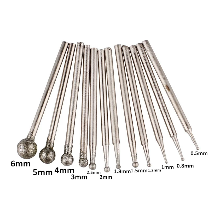 12pcs/lot 2.35mm Shank Diamond Grinding Burr Drill Bits Emery grinding ...
