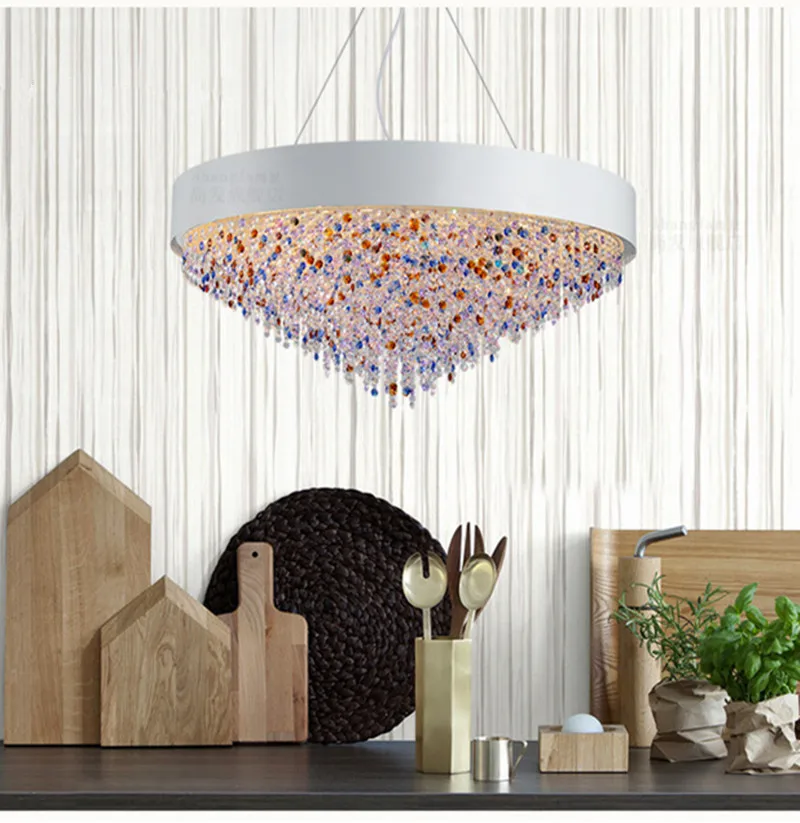restaurant round colorful crystal light chandelier led fixture Dining ...
