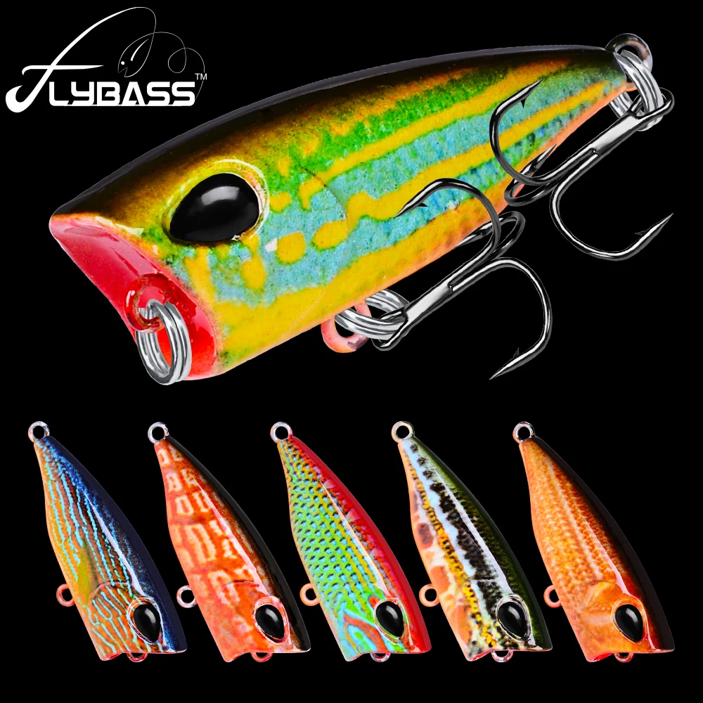 10PC 0.12oz 3.5g Popper fishing tackle Fishing Lures FLYBASS 10 Colors ...
