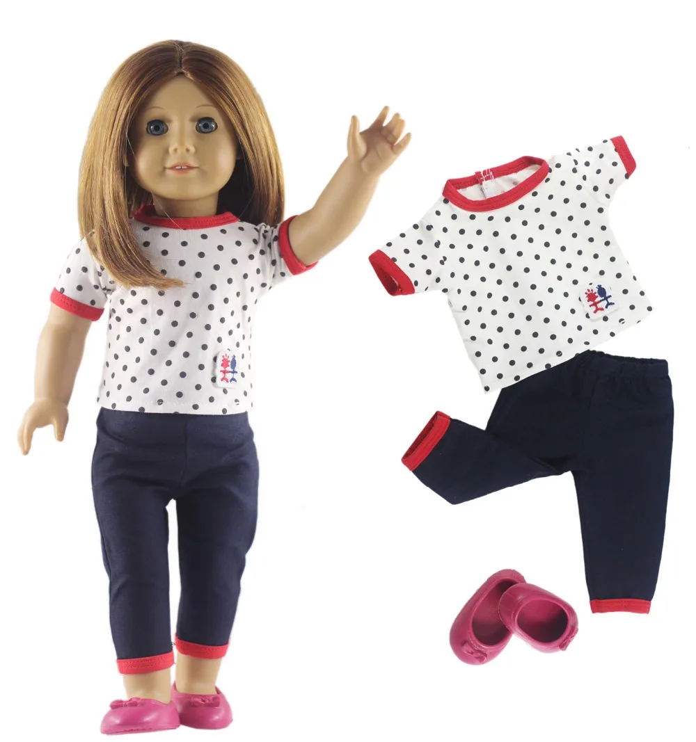 3in1 Set Doll Clothes Top+pants+one pairs shoes for 18" American Doll ...