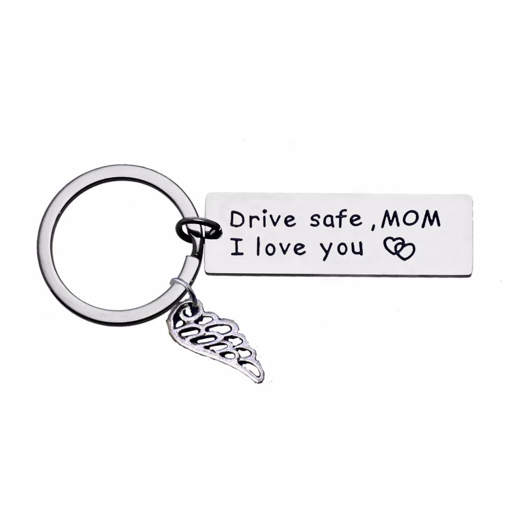 12PC/Lot Hollow Angel Wing Charms Keyring Drive Safe Mom I Love You ...