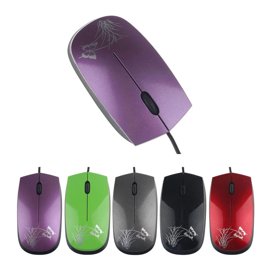 Butterfly Pattern USB 2.0 Mini Wired Optical Mouse For PC Laptop ...