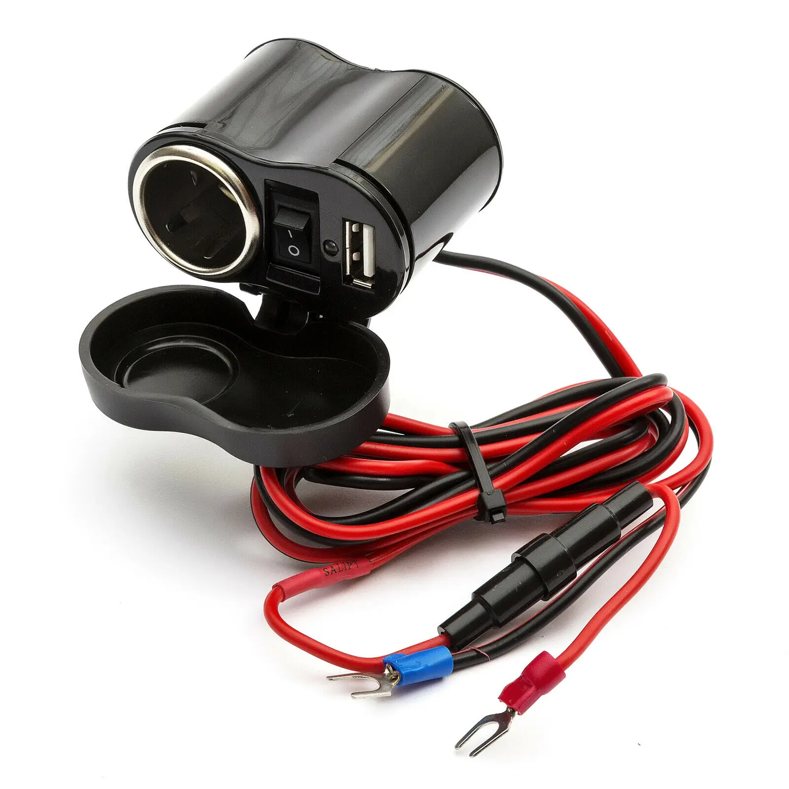 12 V 24 V motocicleta Scooter manillar cargador USB azul impermeable LED indicador encendedor de ...