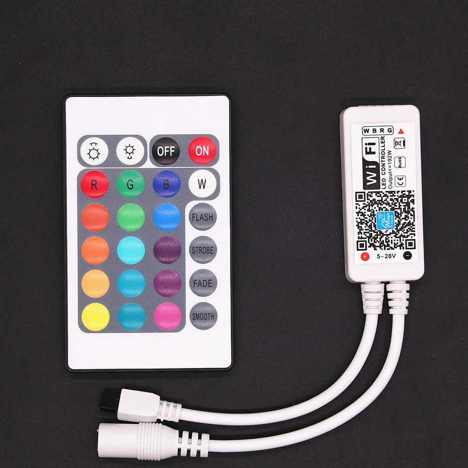 DC 12V WIFI RGBW LED Controller For IOS / Android With IR 24Key Remote ...